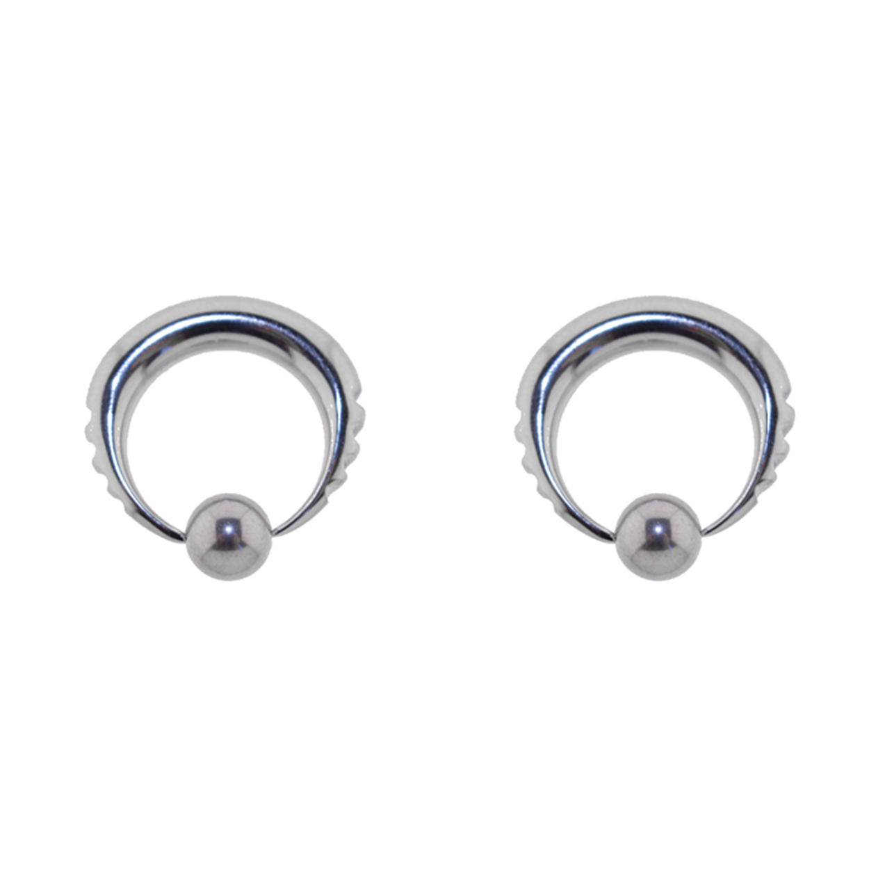 Pair of Steel Notched Captive Bead Ring CBR Earrings 14-0 Gauge | eBay